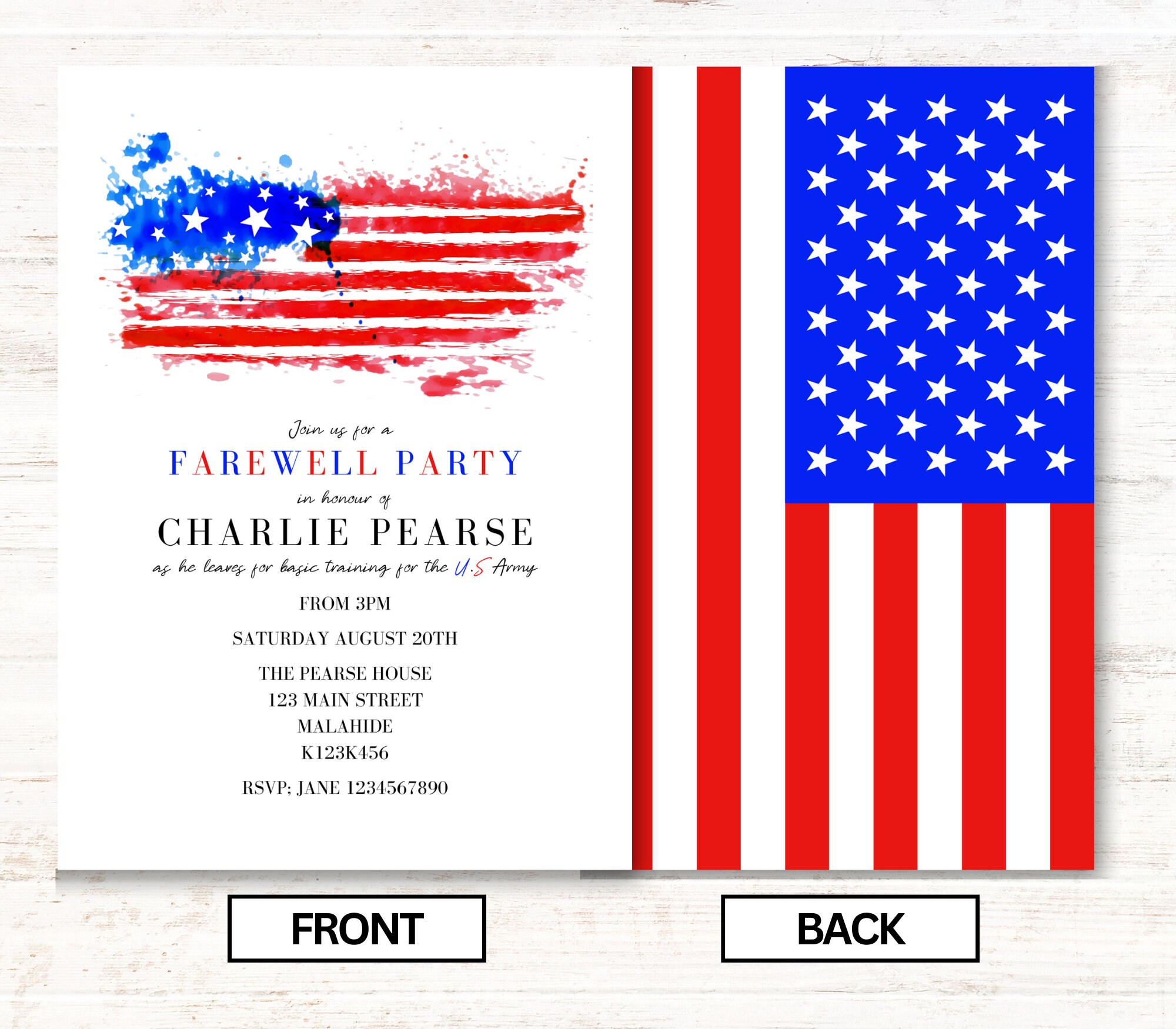 Military Deployment Invitations, Army Send off Invitation, Farewell ...