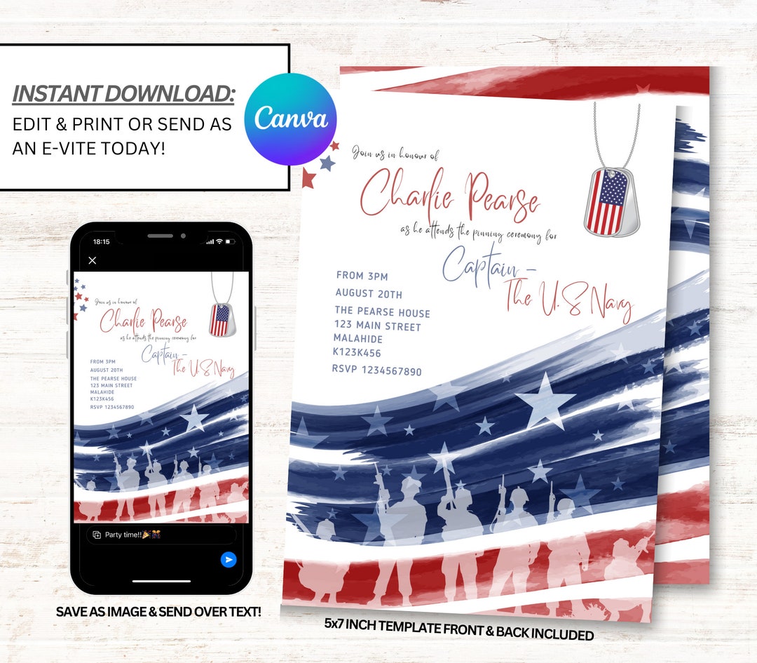 Pinning Ceremony Invitations, Military Pinning Ceremony Invites ...