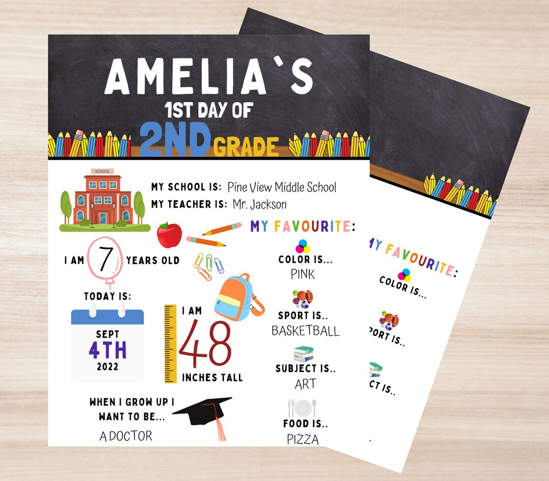 First Day of School / Back to School Sign - Printable / Editable ...