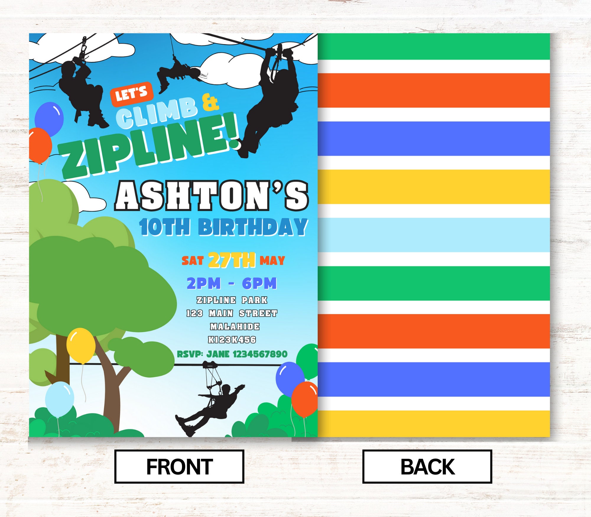 Zipline Party Invitations at Alfred Wilford blog