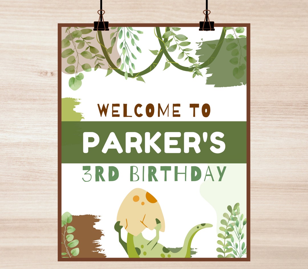 Three Rex / T-rex / Dinosaur Printable Birthday Party Welcome Sign ...