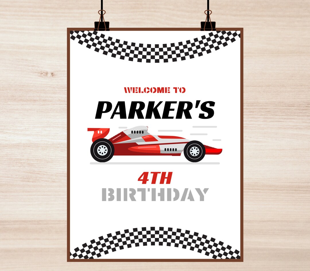 Racecar / Racing / F1 Printable Birthday Party Welcome Sign - Decor ...
