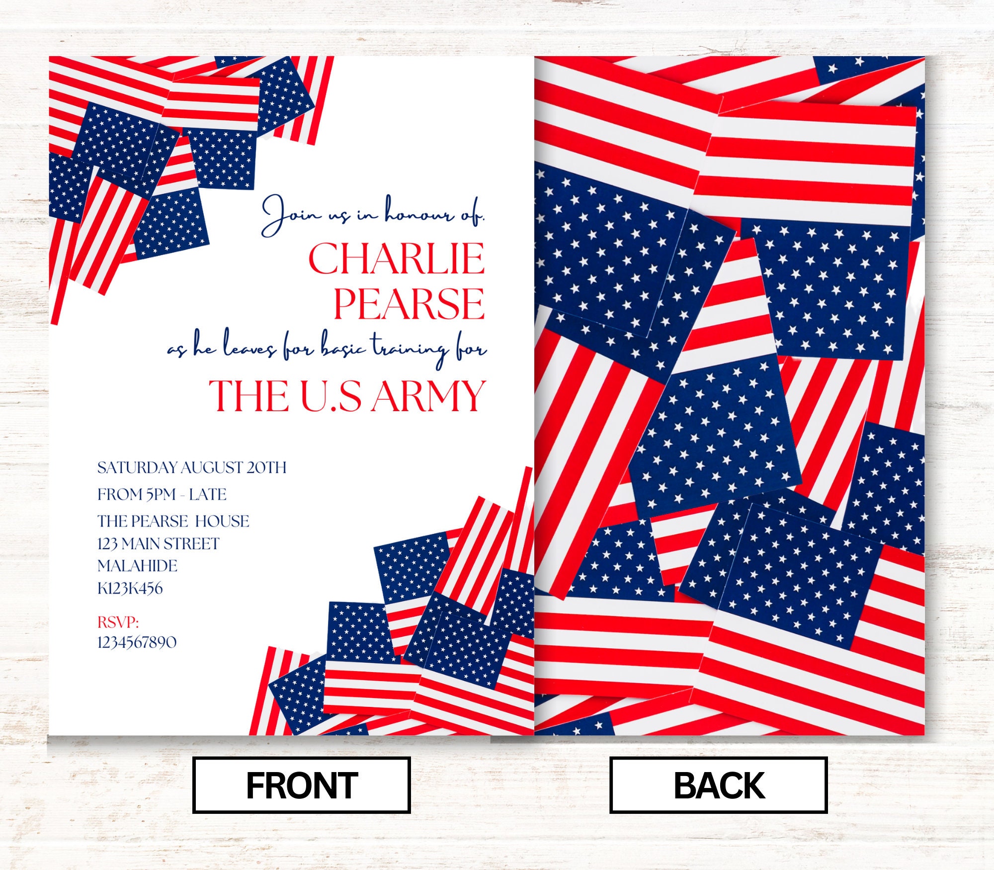 Military Deployment Invitations, Army Send off Invitation, Farewell ...