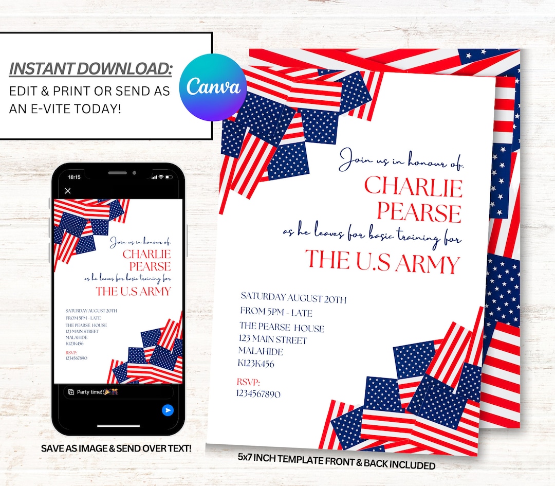 Military Deployment Invitations, Army Send off Invitation, Farewell ...