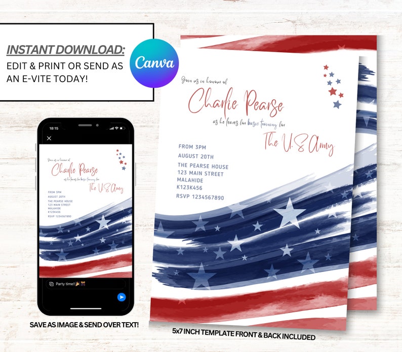 Military Deployment Invitations, Army Send off Invitation, Farewell ...