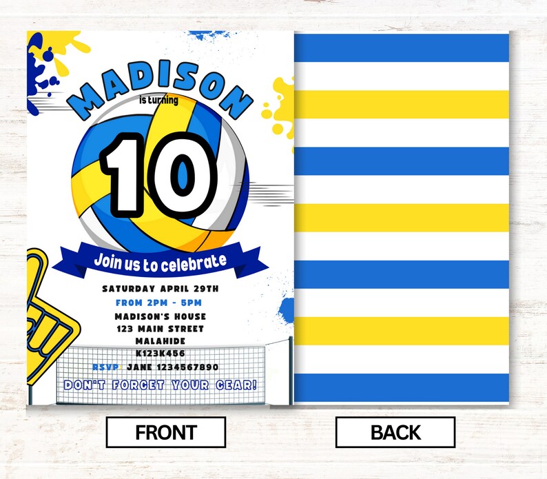 Volleyball Invitation Volleyball Party Invite Instant - Etsy