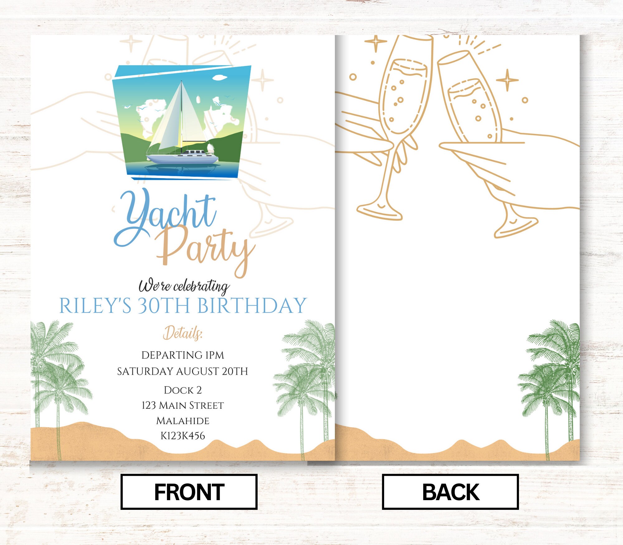 Yacht Invitations, Yacht Party Invitation, Boat Party Invites, Yacht ...