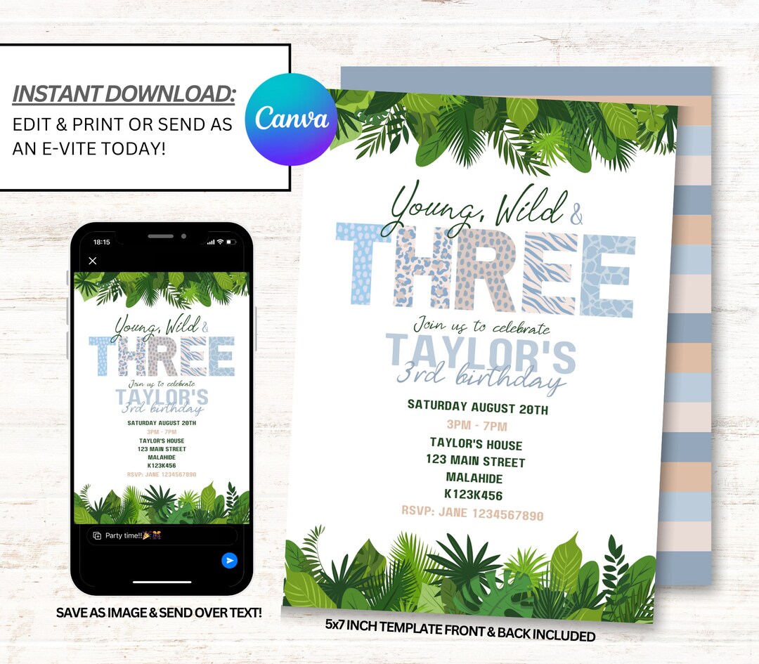 3rd Birthday Invitations, 3rd Birthday Party Invites, Third Birthday ...