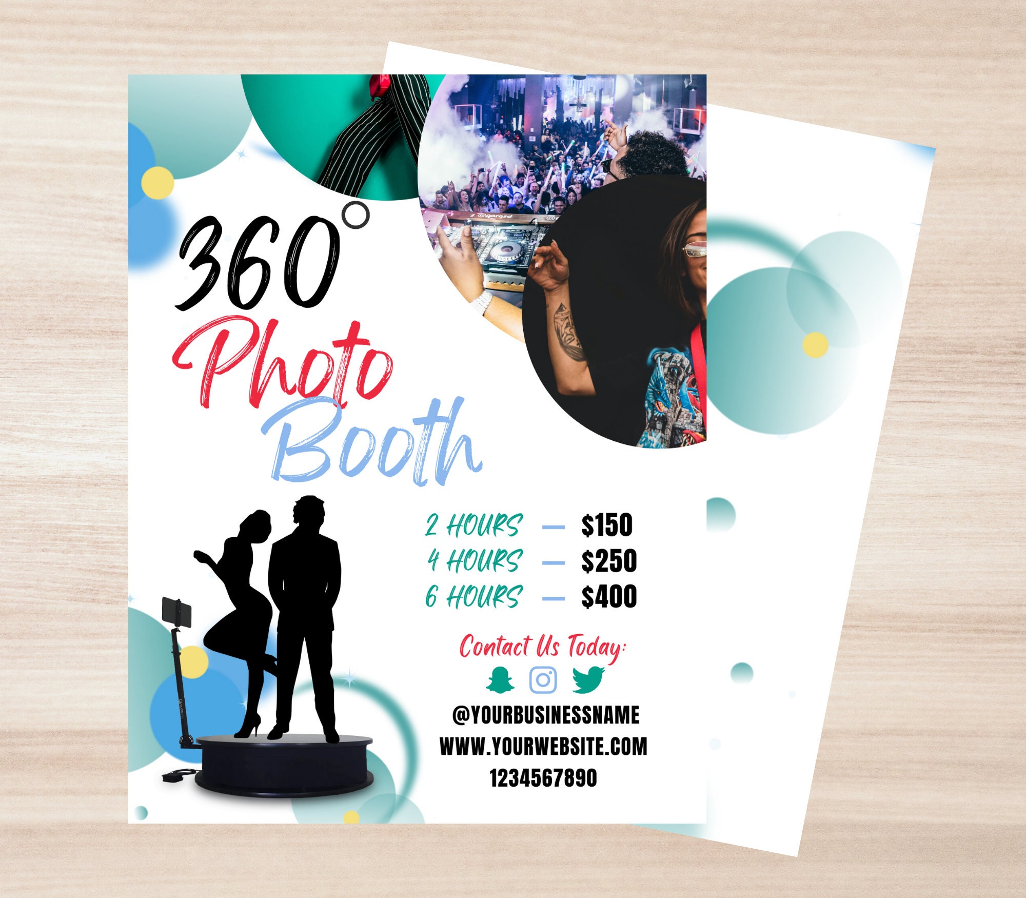 360 Photo Booth Flyer - Camera Booth/ Event / Rental Editable Template ...