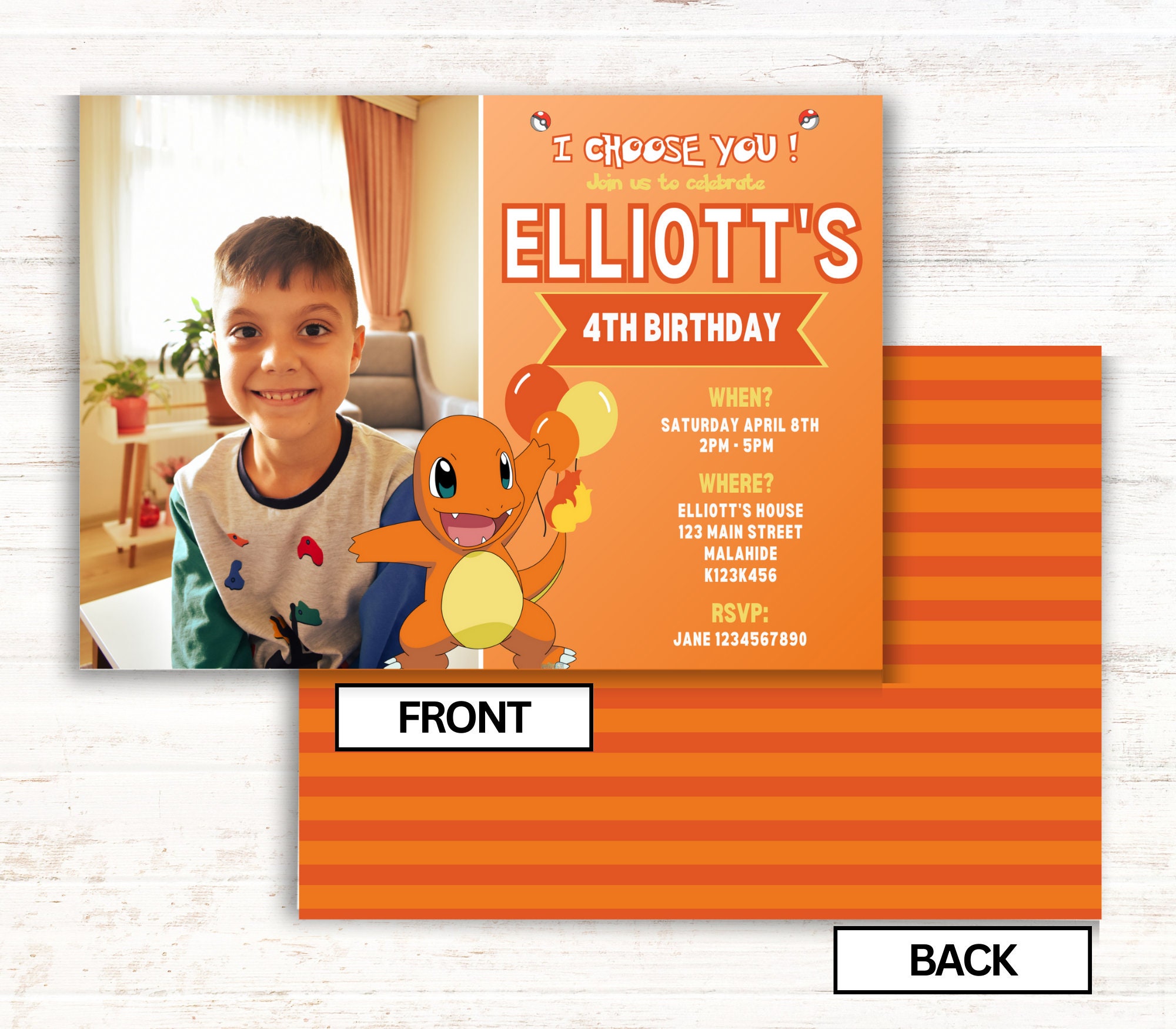 Charmander Invitations, Pokemon Invitations, Pokemon Birthday Invites ...