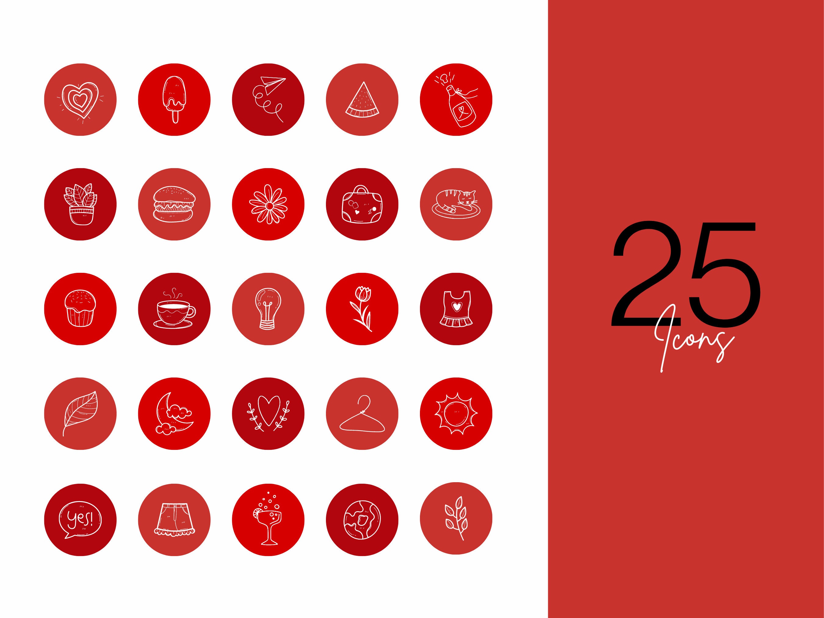 100 Red Instagram Story Highlight Covers - Canva Editable Instagram ...