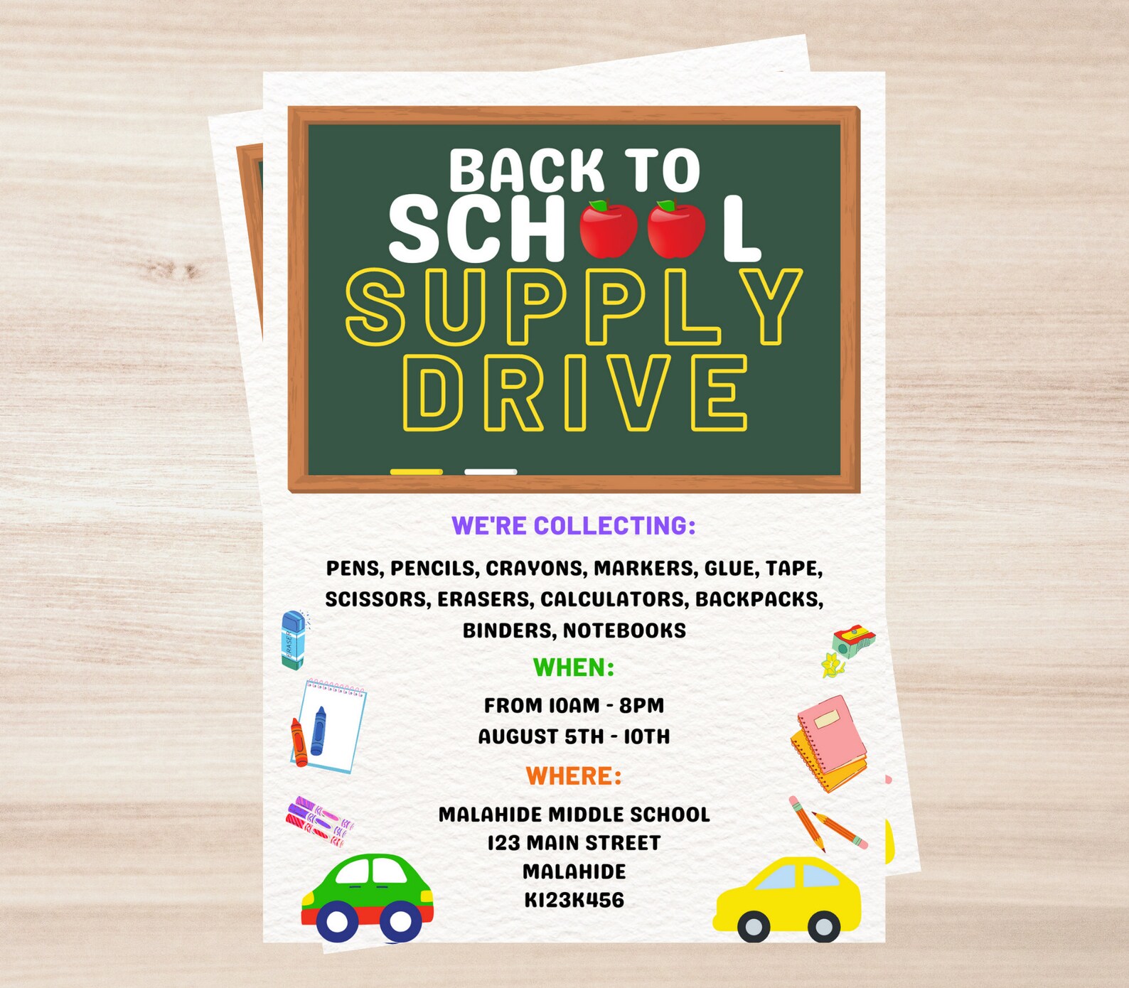 Back to School Supply Drive/fundraiser/donations Flyer - Editable ...