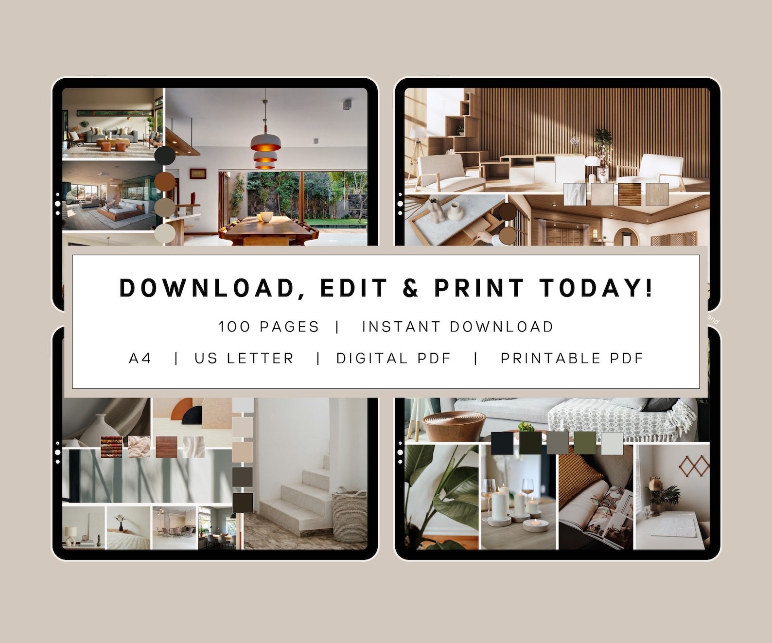 Interior Design Template Bundle, 100 Interior Design Templates, Minimal ...