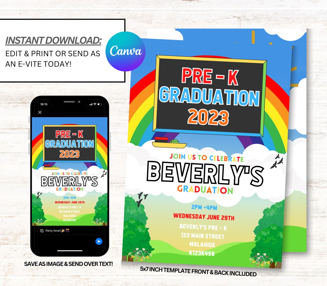 Pre-k Graduation Party Invitation, Pre-school Graduation Invitations ...