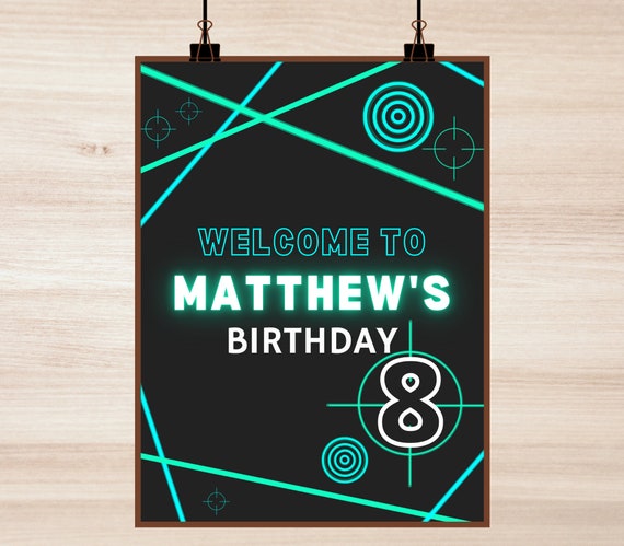 Laser Tag / Neon Printable Birthday Party Welcome Sign Decor - Etsy
