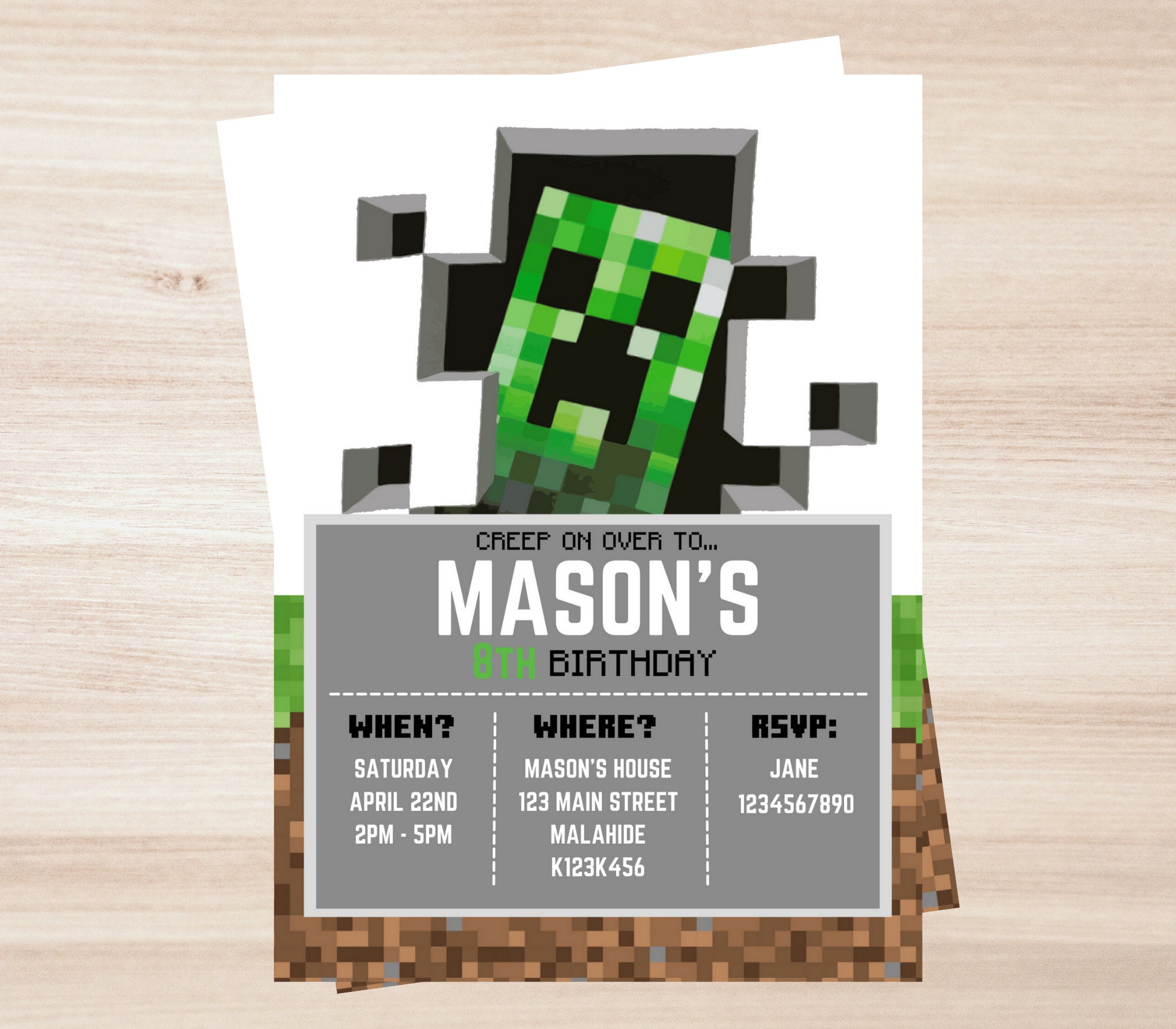 Invitations & Announcements Photo Pixelated Invitation Gaming party for ...