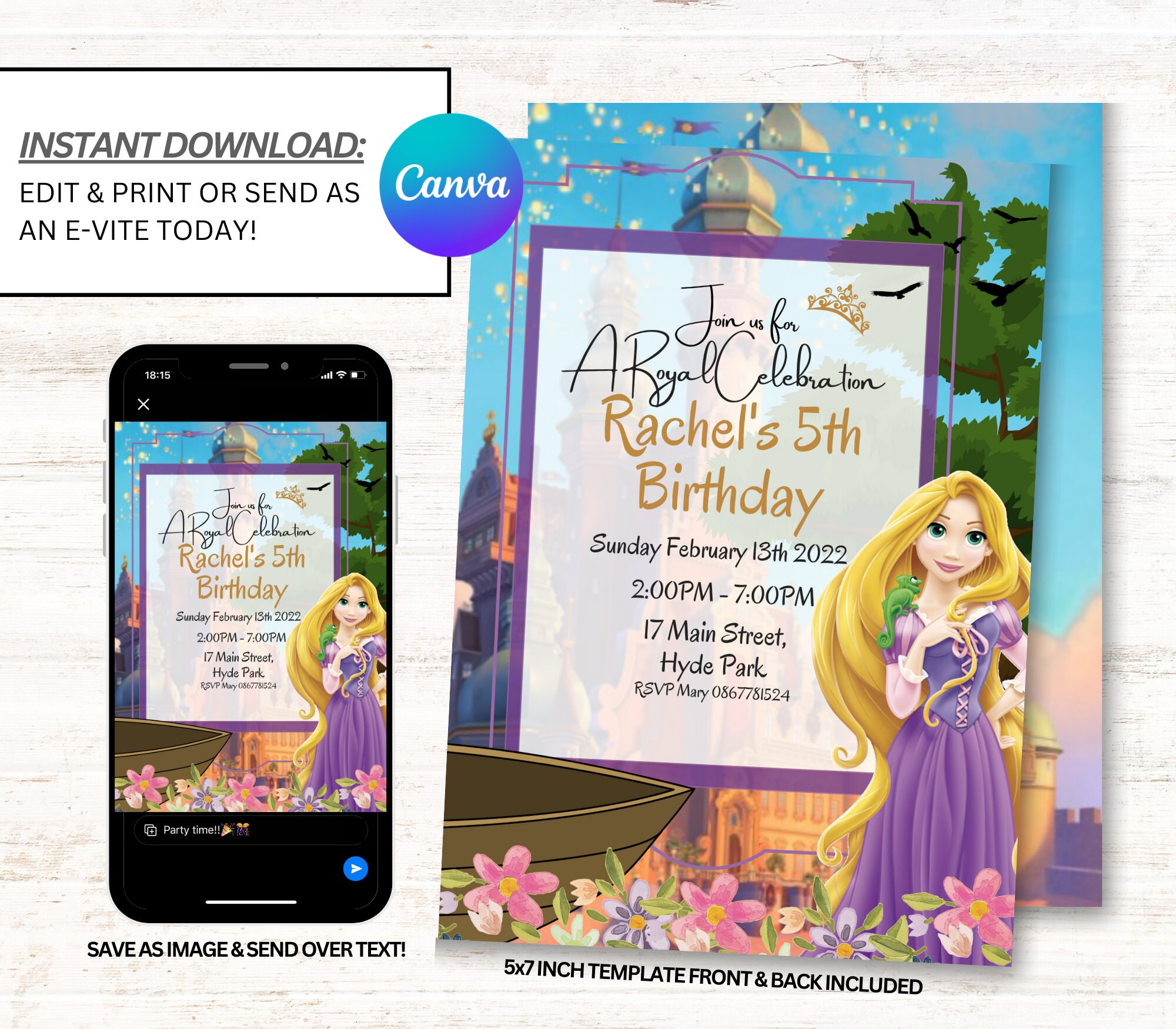 Tangled Invitations Tangled Invites Princess Birthday - Etsy