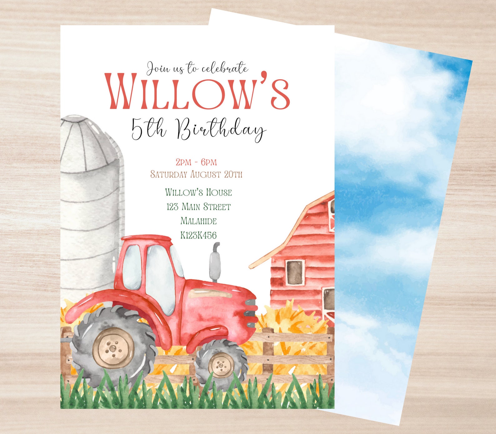Red Tractor Invitation Farm Tractor Invitations Farming - Etsy