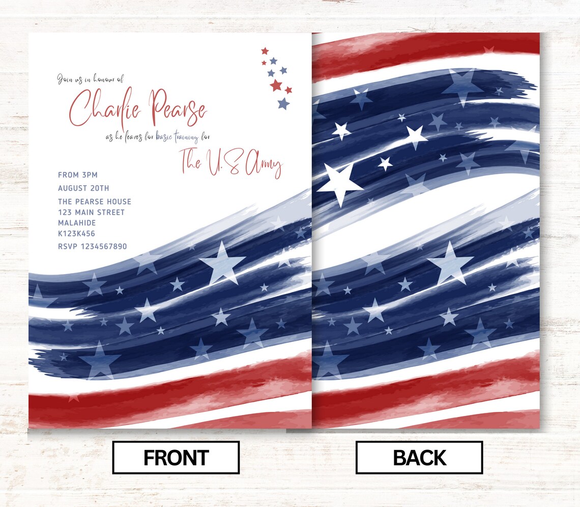 Military Deployment Invitations, Army Send off Invitation, Farewell ...