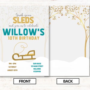 Sledding Invitation, Sledding Party Invite, Sled Invitation, Instant ...