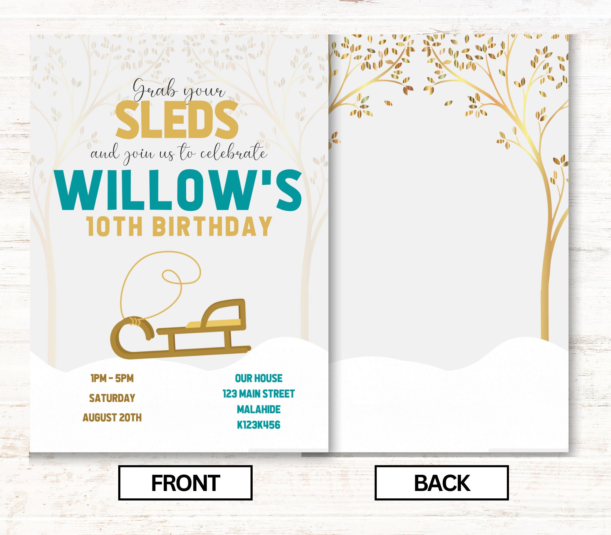 Sledding Invitation, Sledding Party Invite, Sled Invitation, Instant ...