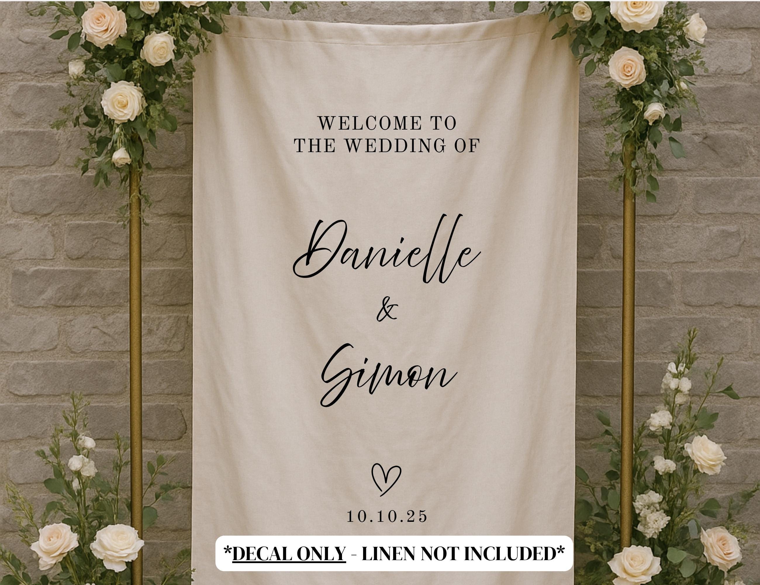 Personalised Iron-on Decal for Linen Wedding Signs – Wedding Welcome ...