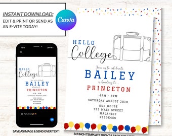 College Send-off Invitation Template, Trunk Party Invite, Going Away ...