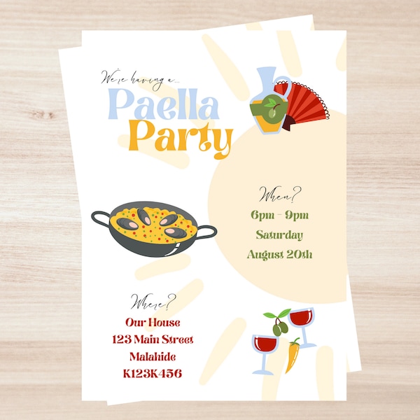 Paella Party Invitation - Etsy