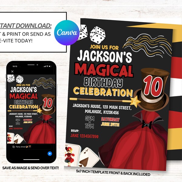 Magician Party Invitations - Etsy