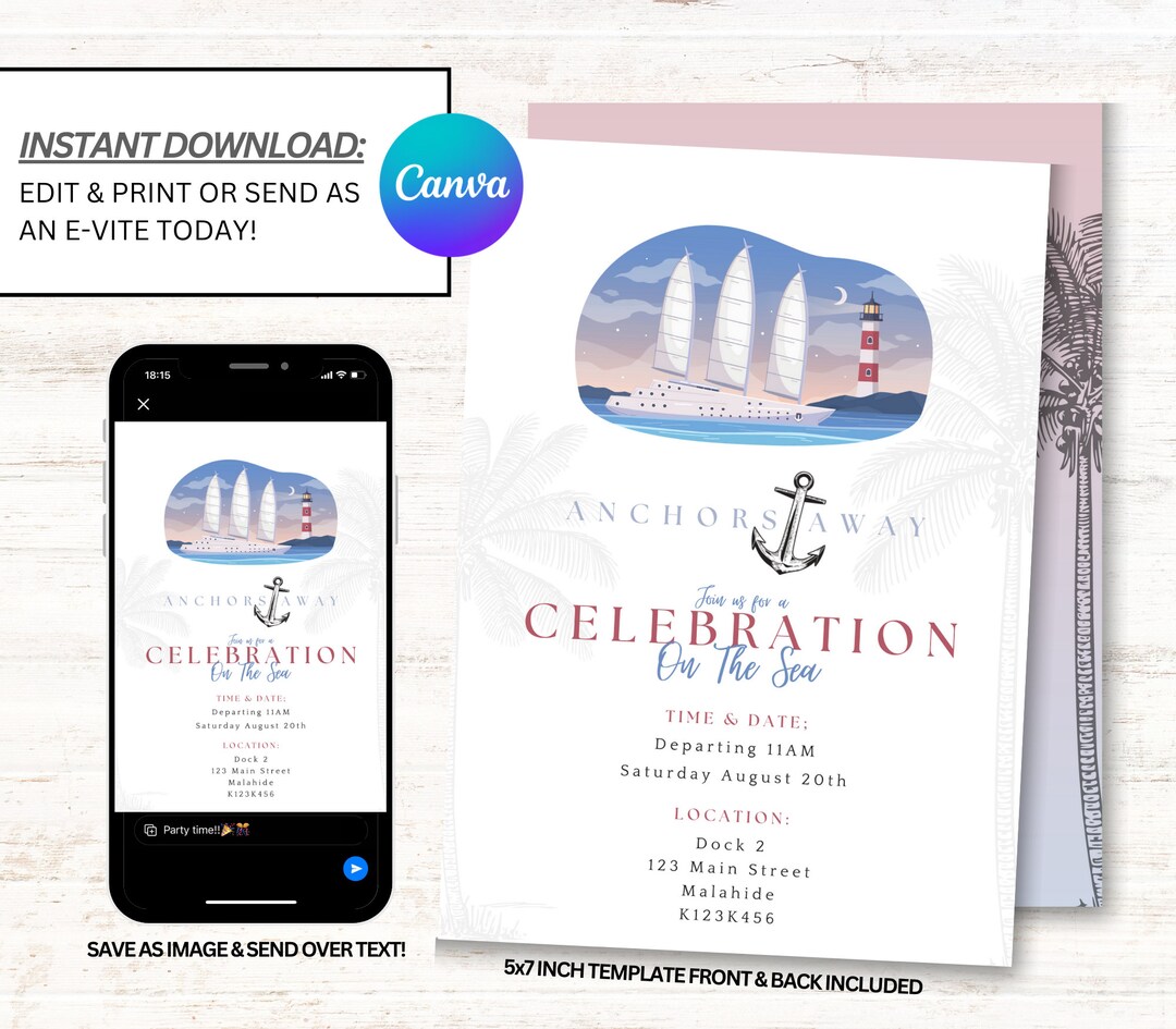 Yacht Invitations, Yacht Party Invitation, Boat Party Invites, Yacht ...