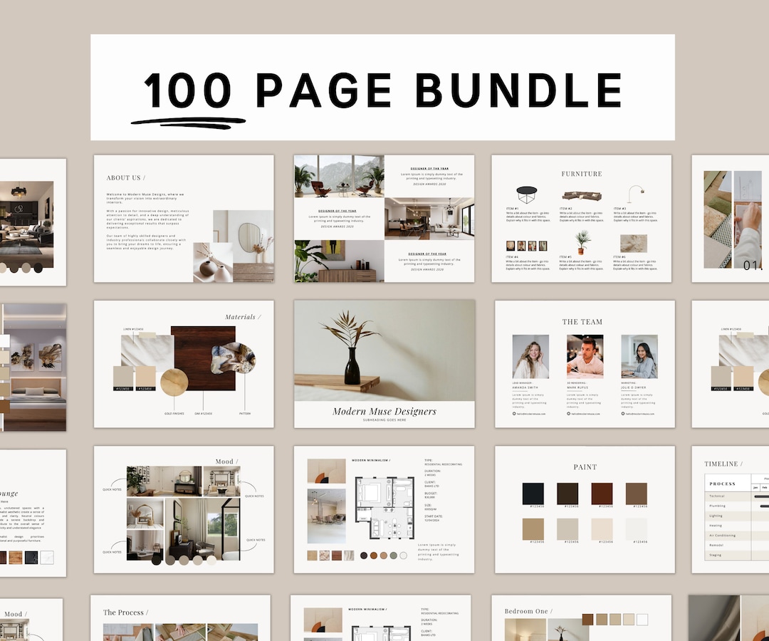 Interior Design Template Bundle, 100 Interior Design Templates, Minimal ...
