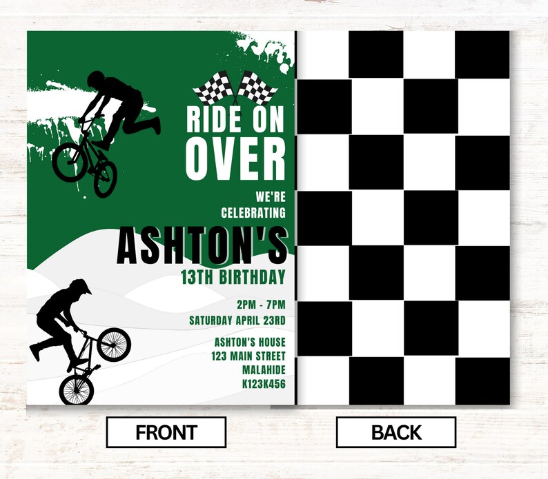 BMX Birthday Invitations BMX Invites Biker Invites Instant - Etsy