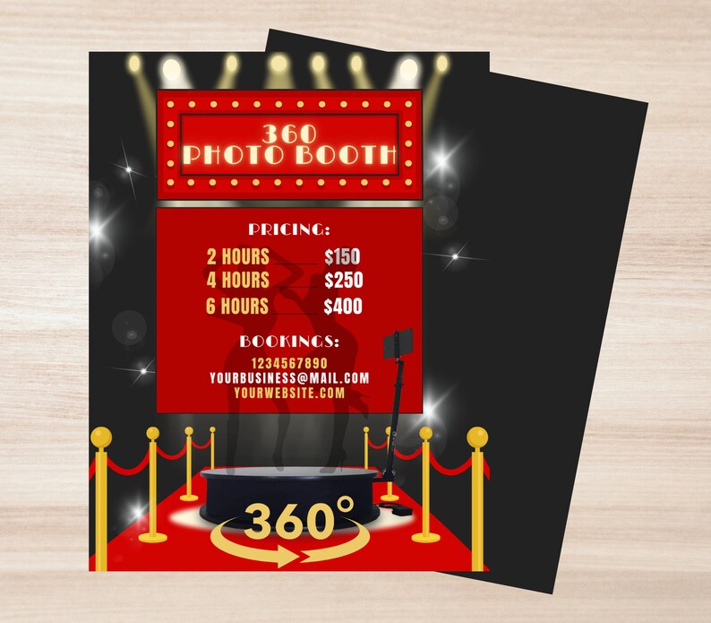 360 Photo Booth Flyer - Camera Booth/ Event / Rental Editable Template ...