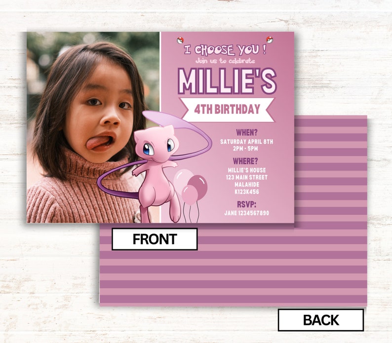 Invitación Mew Invitación de cumpleaños Mew Invitaciones - Etsy México