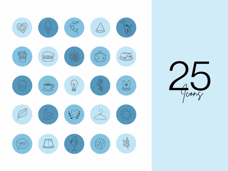 100 Blue Instagram Story Highlight Covers Canva Editable - Etsy