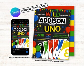 Uno Invitation, Uno Birthday Invites, Uno Party Invitations - Etsy
