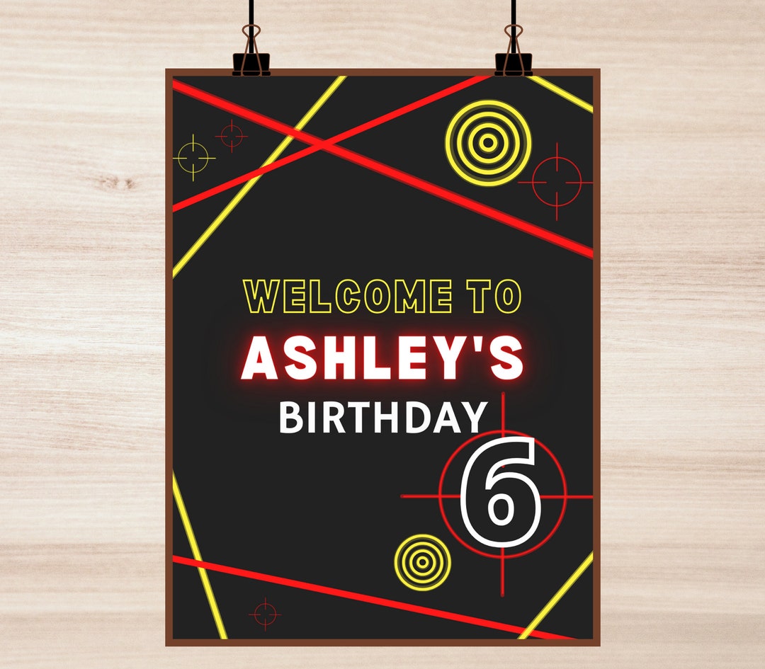 Laser Tag / Neon Printable Birthday Party Welcome Sign - Decor ...