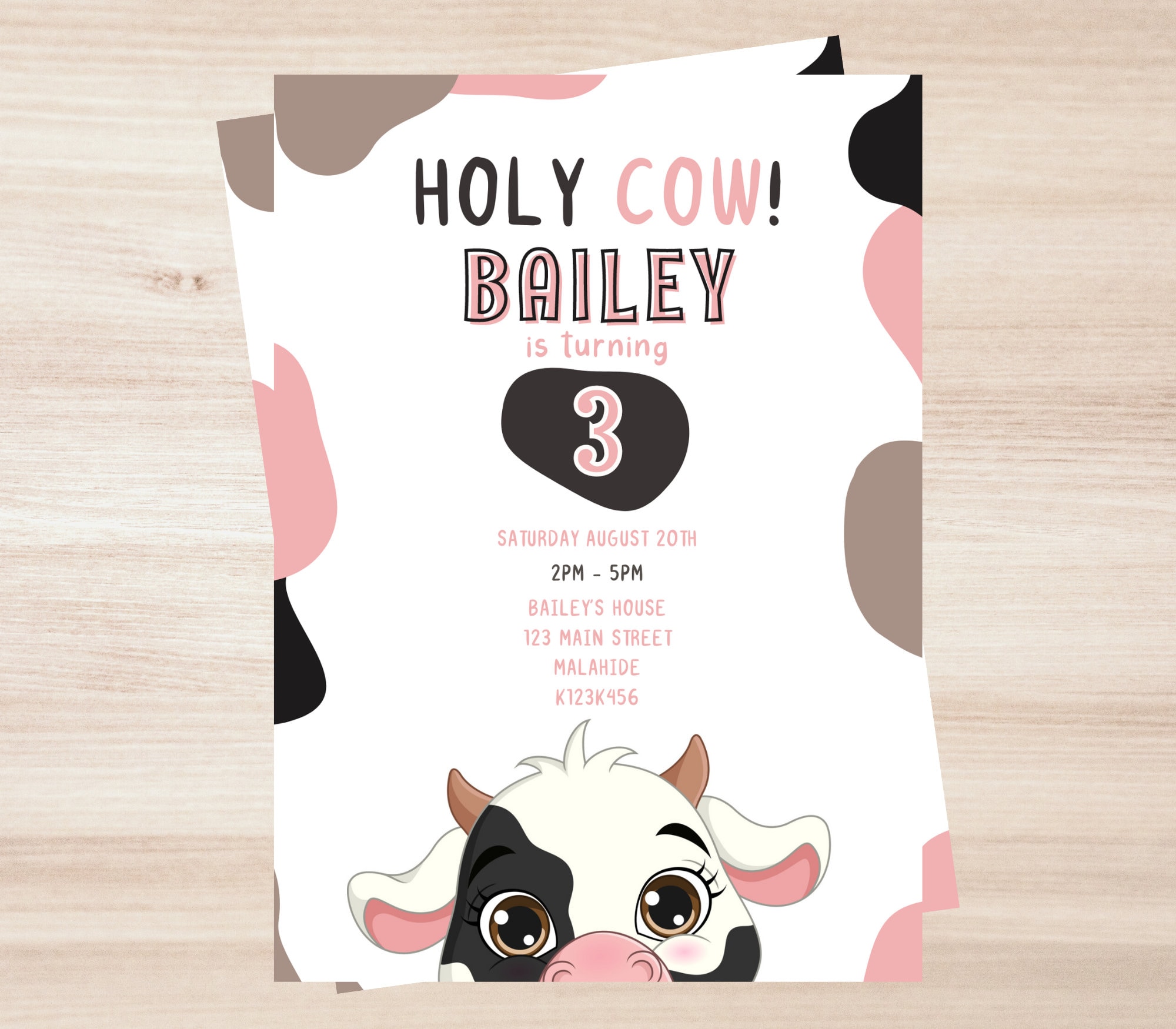 Holy Cow Invitation Farm Animals Barnyard Farm Farming Theme Birthday ...