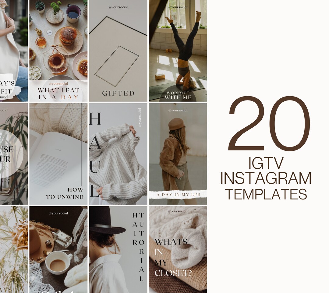 20 IGTV Instagram Reels Cover Templates - Engagement Booster - Trendy ...