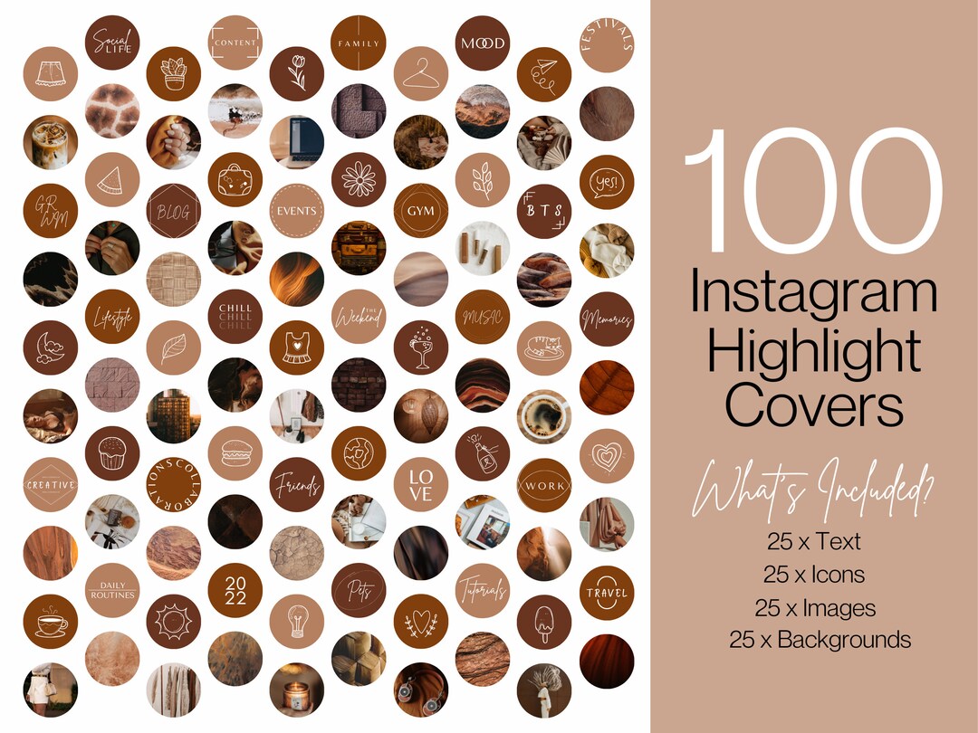 100 Brown/boho Instagram Story Highlight Covers - Canva Editable ...