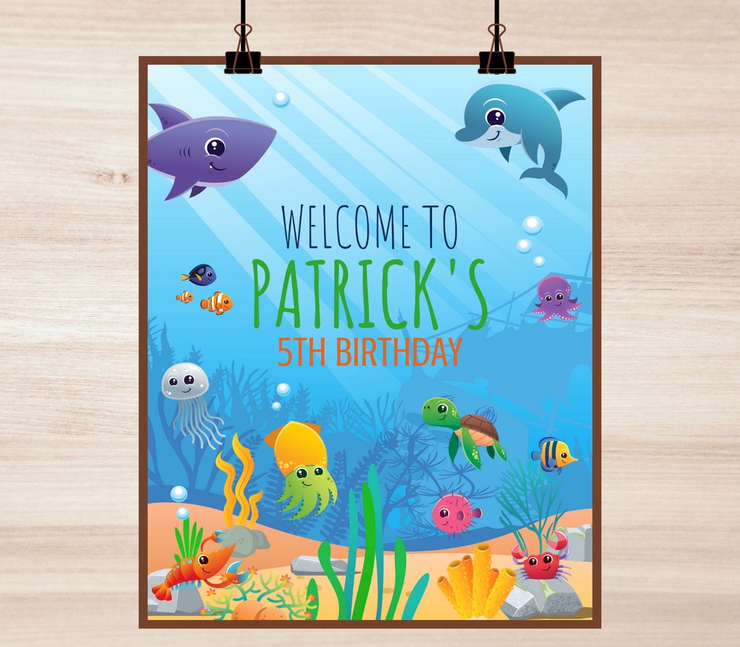 Under the Sea / Ocean Animals Printable Birthday Party Welcome Sign ...