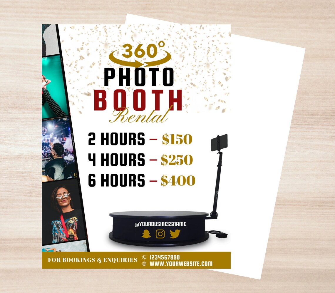 360 Photo Booth Flyer Camera Booth/ Event / Rental Editable - Etsy
