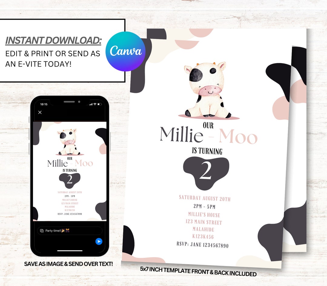 Holy Cow Invitation, Holy Cow Invites, Cow Invitations, Instant ...