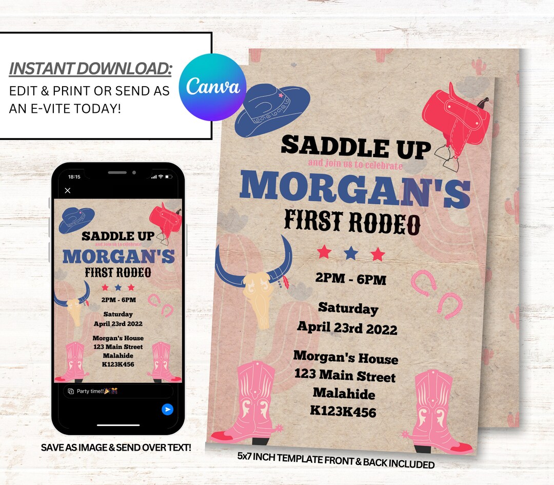 My First Rodeo Birthday Invitation, First Rodeo Invitations, My First ...