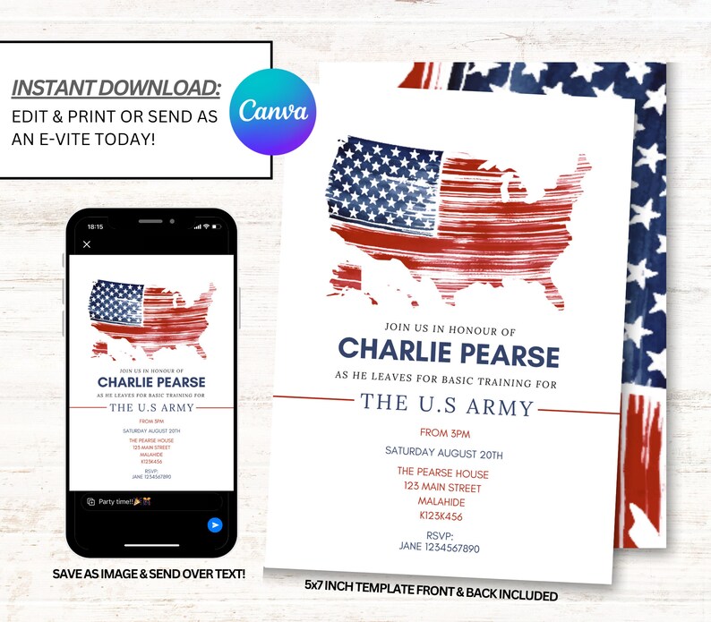 Military Deployment Invitations, Army Send off Invitation, Farewell ...