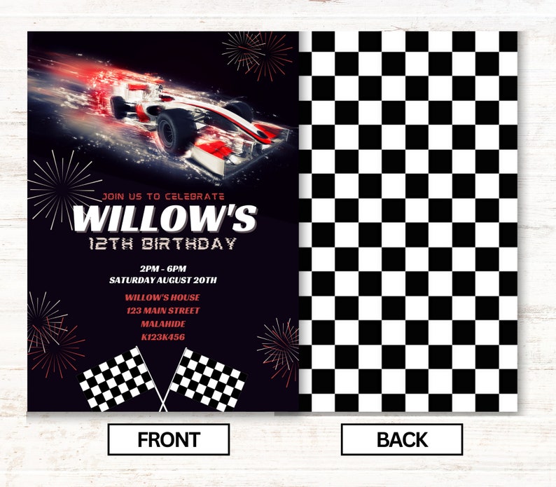 Race Car Invitations, Racecar Invitation, Racecar Invites, Instant ...