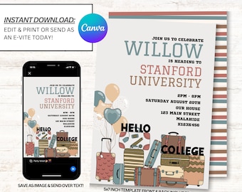 College Trunk Party Invite, Editable, Digital Download - Etsy