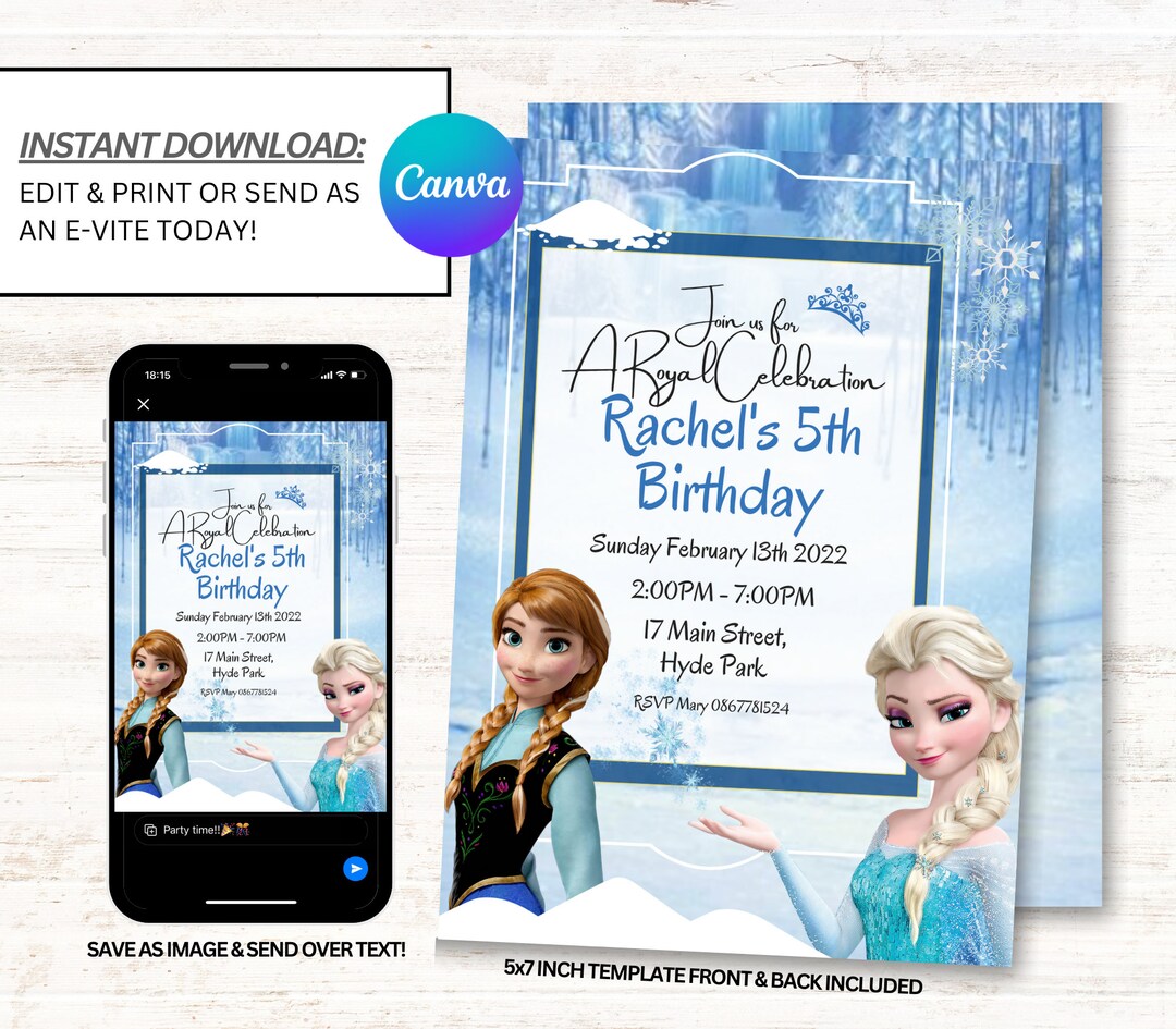 Frozen Invitations, Elsa Invites, Princess Birthday Invitation, Instant ...