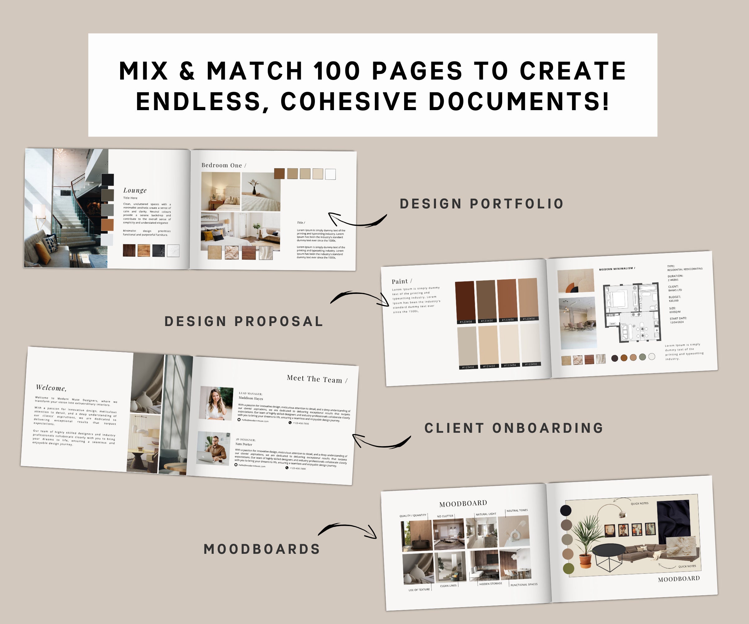 Interior Design Template Bundle, 100 Interior Design Templates, Minimal ...