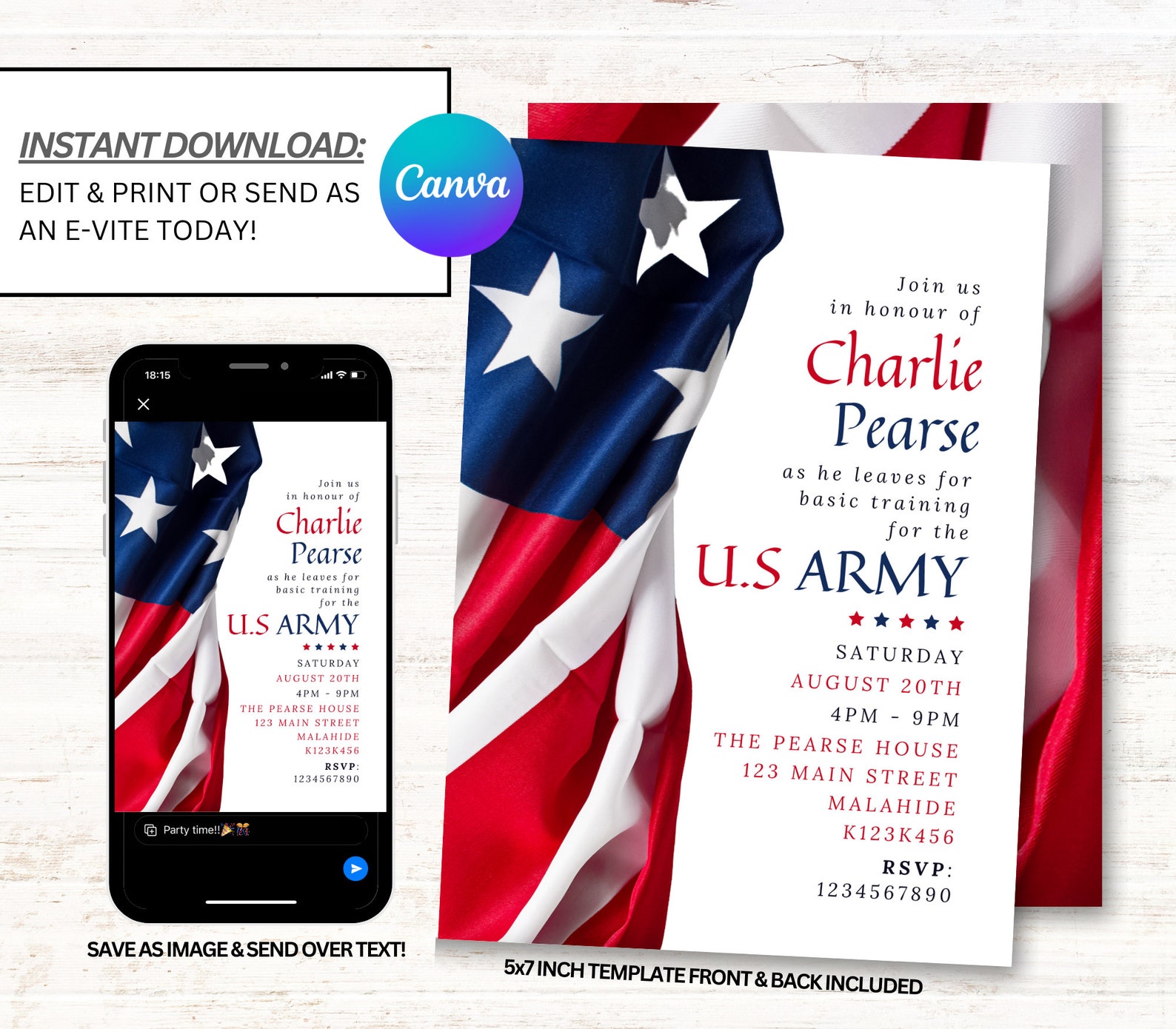 Military Deployment Invitations, Army Send off Invitation, Farewell ...